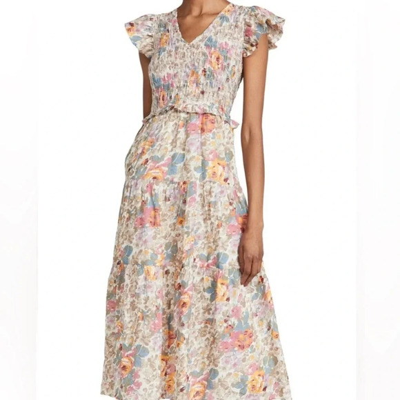 Sea New York | Dresses | Sea New York Ines Floral V Neck Smocked ...